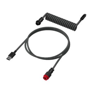 HyperX Coiled Cable - Durable Coiled Cable, Stylish Design, 5-Pin Aviator Connector, USB-C to USB-A - Grey/Black