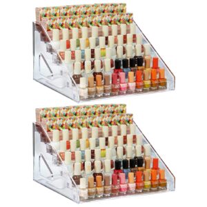 yiezi nail polish organizer 84 bottles of 7 layers sunglass organizer acrylic display rack eyeglasses storage essential oils holder makeup organizer no tool needed assembly, clear (2 pack)