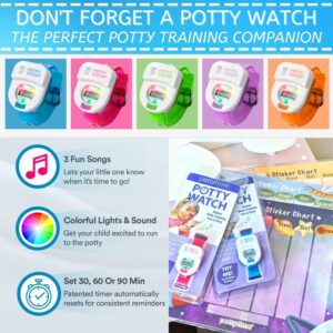 Potty Time: Pink Watch & Sticker Set | Water Resistant, Toilet Training Aid, Warranty Included. (Automatic Timers Plays Music & Flashing Lights for Fun Reminders), Pink + Savanna Sticker Chart Kit