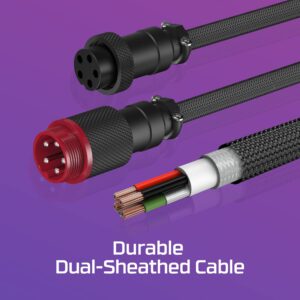 HyperX Coiled Cable - Durable Coiled Cable, Stylish Design, 5-Pin Aviator Connector, USB-C to USB-A - Grey/Black