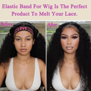 Iraatraa Wig Band and Lace Melting Band Set - Elastic Edge Wrap Bands to Keep Lace Front Wigs in Place and Lay Edges (5 Piece Set, Black Pink)