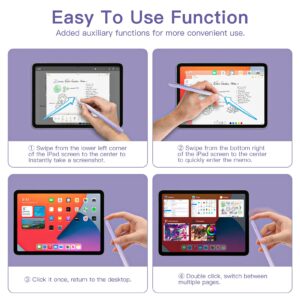 iPad Pencil 2nd Generation with Magnetic Wireless Charging,GOOJODOQ GD13 Stylus Pen for iPad with Tilt Palm Rejection for Apple iPad Pro (11/12.9 Inch),iPad Air 4th/5th Gen,iPad Mini 6th Gen,Purple