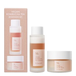 dr.ceuracle by leegeehaam vegan kombucha tea beginning set - korean skincare starter kit, essence (50 ml / 1.69 fl oz) and gel cream (30g / 1.05 oz)