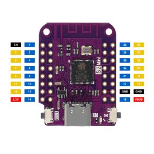 DIANN 5pcs ESP32 S2 Mini V1.0.0 WiFi IOT Board Based ESP32-S2FN4R2 ESP32-S2 4MB Flash 2MB PSRAM MicroPython Type-C USB