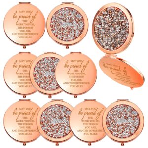 unittype 10 pcs employee appreciation gift inspirational compact mirror thank you gifts bulk travel pocket mirror for women teacher nurse caregiver medical assistant gifts bulk(rose gold)