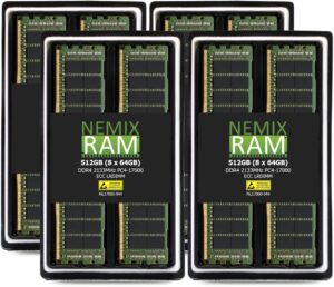 nemix ram 512gb (8x64gb) ddr4 2133mhz pc4-17000 4rx4 1.2v 288-pin ecc lrdimm load reduced server memory kit