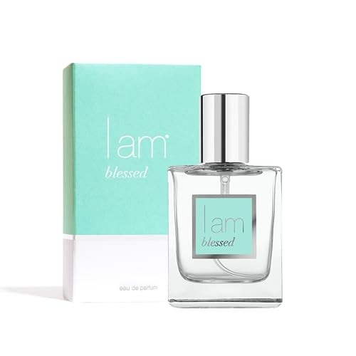 I am BLESSED Eau de Parfum - Clean Naturally Scented Womens Perfumes - An Inspiring Blend of Floral Jasmine, Bergamot, Amber, Lemon Citrus, Neroli, Vanilla, and Mandarin Orange (1.7 oz Spray Bottle)