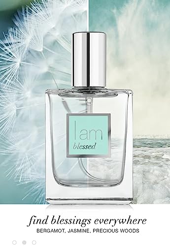 I am BLESSED Eau de Parfum - Clean Naturally Scented Womens Perfumes - An Inspiring Blend of Floral Jasmine, Bergamot, Amber, Lemon Citrus, Neroli, Vanilla, and Mandarin Orange (1.7 oz Spray Bottle)