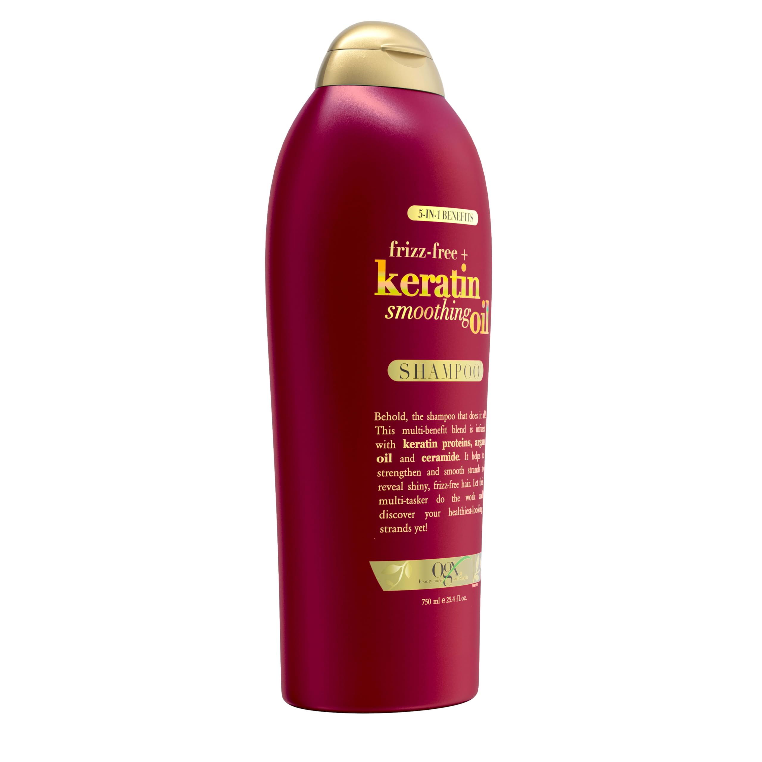 OGX Frizz-Free + Keratin Smoothing Oil Shampoo, 25.4 fl oz