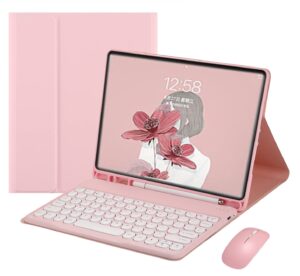 yeehi ipad 10th generation 10.9" 2022 keyboard case with mouse color keyboard retro round key caps cute candy colors detachable keyboard ipad 10th gen 10.9 cover (pink)