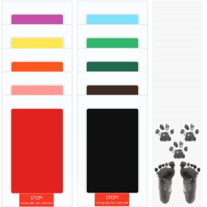 jexine 30 pcs baby inkless handprint and footprint kit pet paw print stamp kit includes 10 colors safe clean touch ink pad and 20 card for newborn registry pets family printing