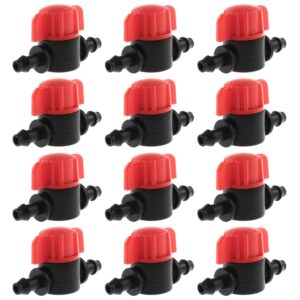 1/4 inch barb shut-off valve dgzzi 12pcs black plastic universal drip irrigation tubing coupling valves for 1/4" tubing, drip irrigation switch