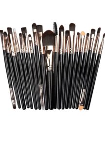 bynetta makeup brushes 20 pcs professional eye shadow set powder foundation eyeshadow eyeliner lip cosmetic brushes with soft synthetic wool (black)