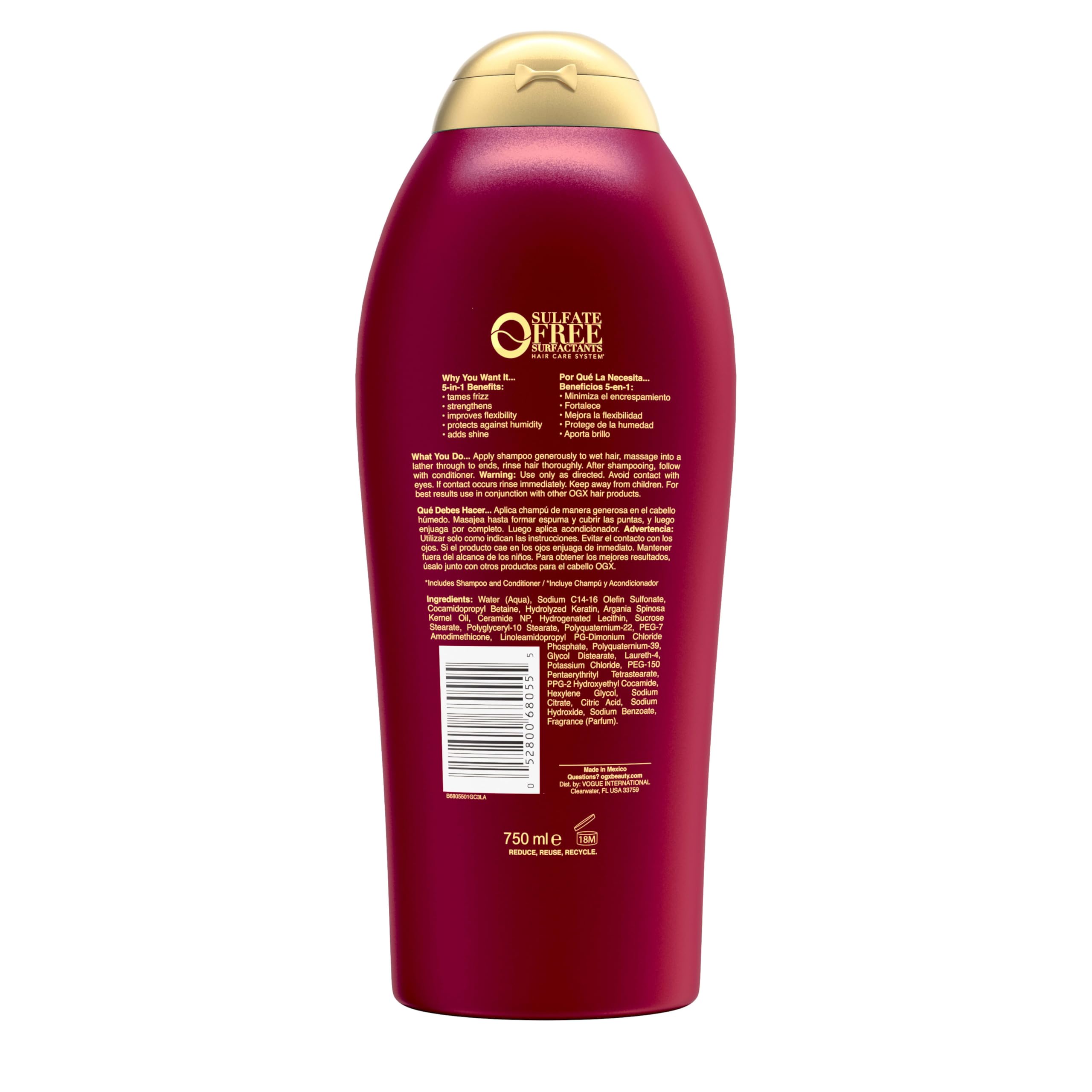 OGX Frizz-Free + Keratin Smoothing Oil Shampoo, 25.4 fl oz