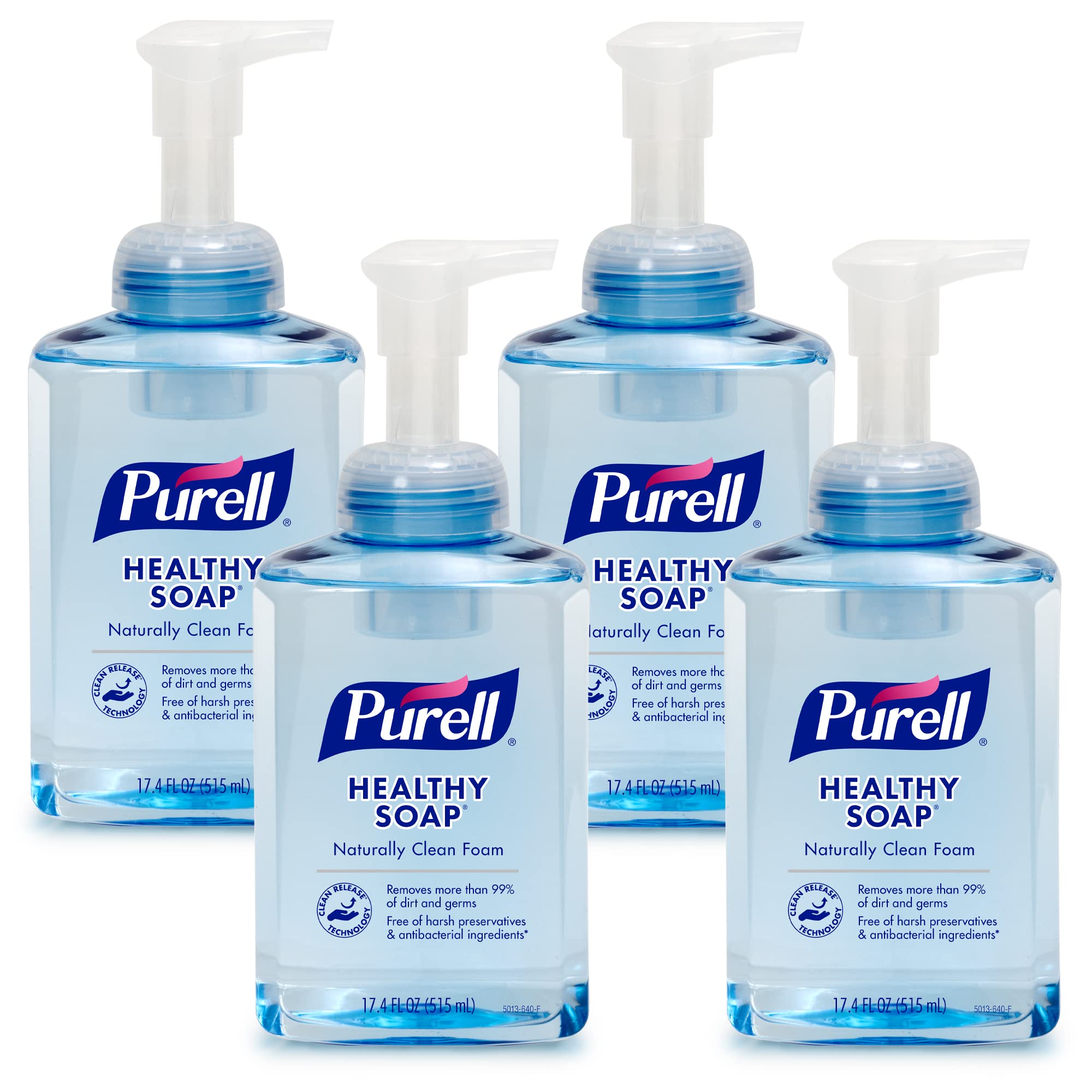 Purell Brand CRT HEALTHY SOAP Naturally Clean Foam, 17.4 fl oz Hand Soap Table Top Pump Bottle (Pack of 4) - 5013-04