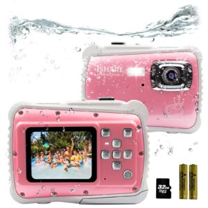 yeein 10ft waterproof digital camera for kids 21mp underwater camera with 32g sd card, 8x digital zoom point and shoot camera for boys and girls