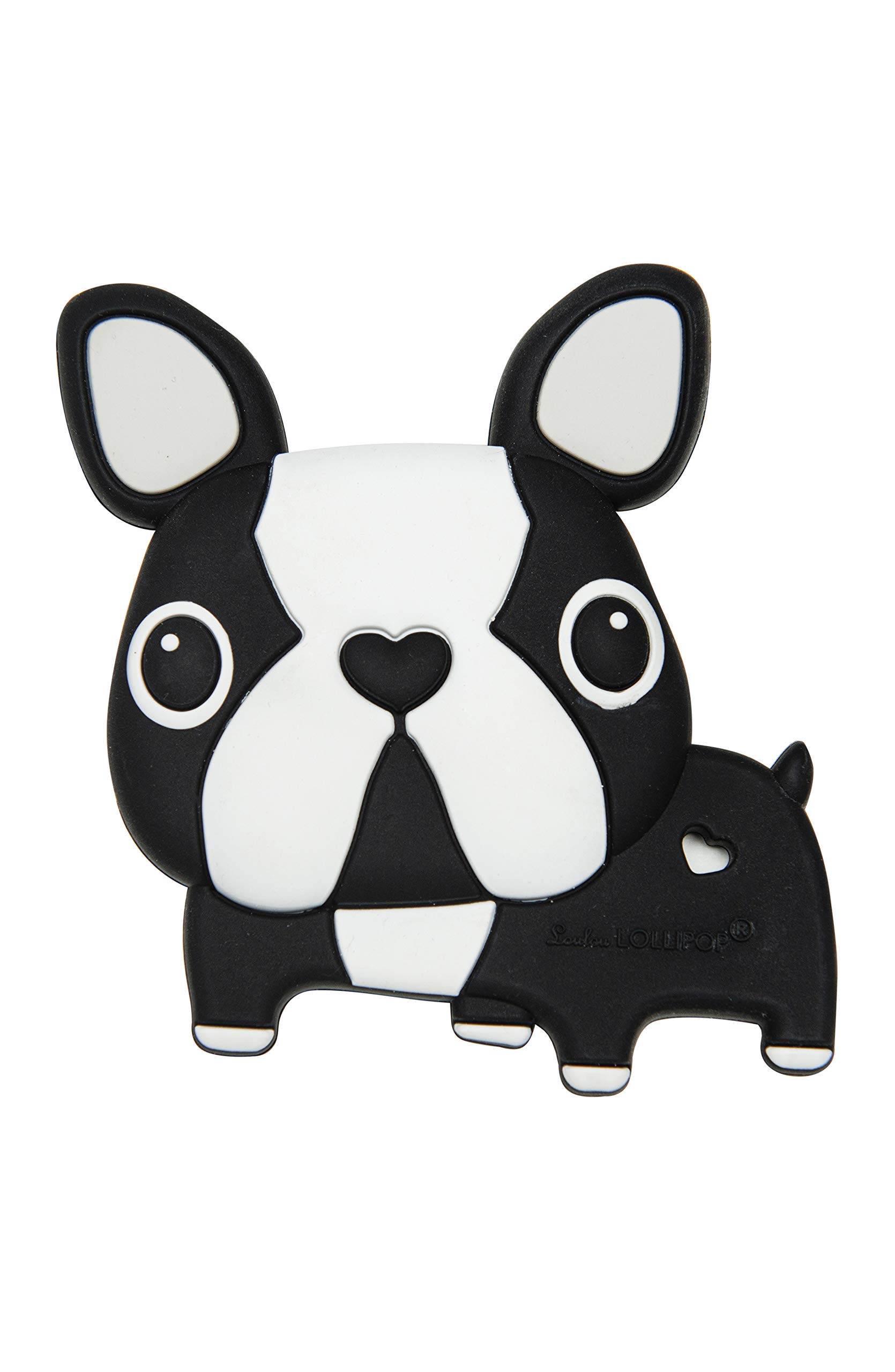 Loulou Lollipop Silicone Teether and Holder Clip Bundle Set - Boston Terrier/Sweetheart Multi