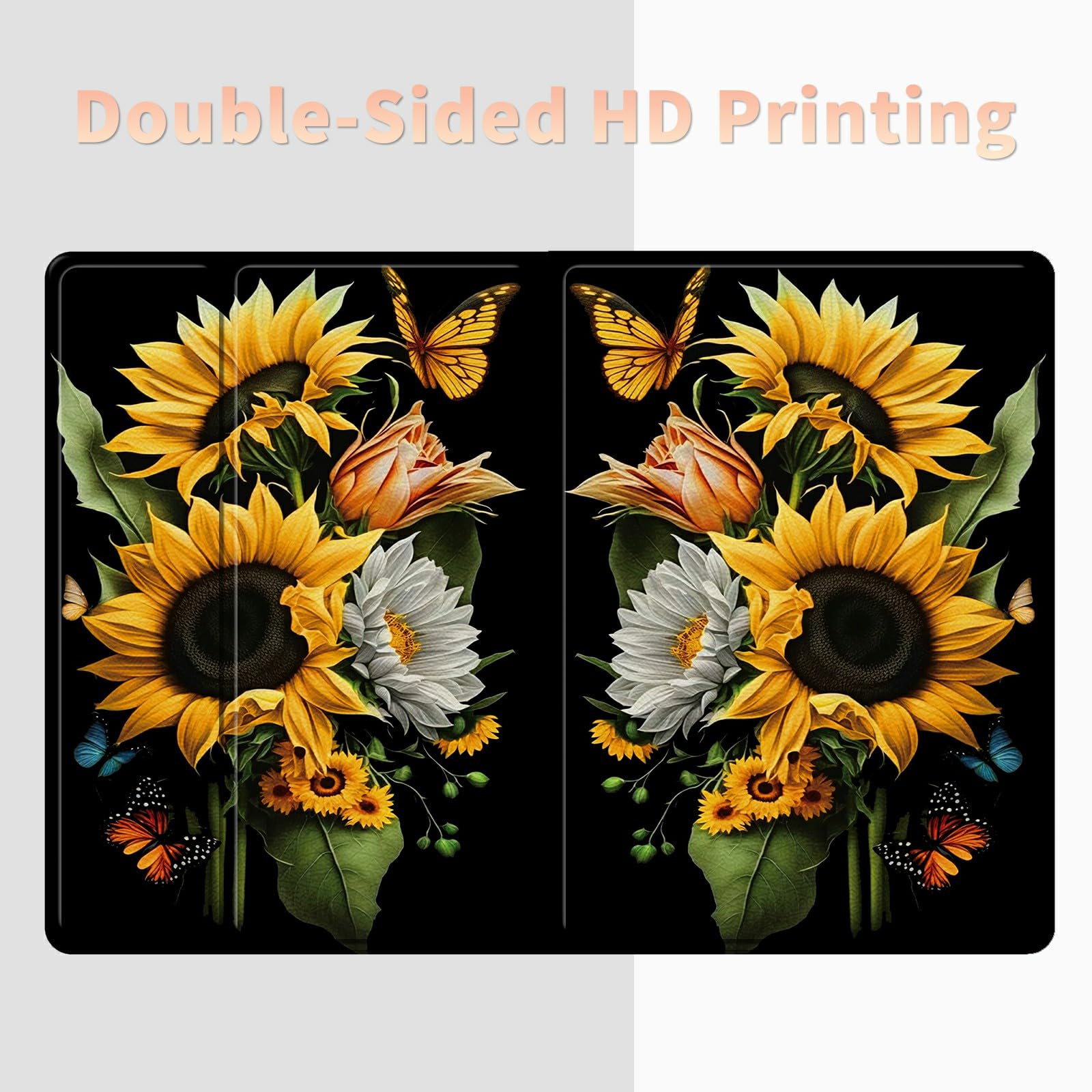 Sunflowers Butterfly Case for Samsung Galaxy Tab S8 (2022) / Galaxy Tab S7 (2020) 11 inch, Multiple Viewing Angles Case with S Pen Holder Auto Sleep/Wake for Galaxy Tab S8 2022