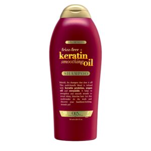 ogx frizz-free + keratin smoothing oil shampoo, 25.4 fl oz