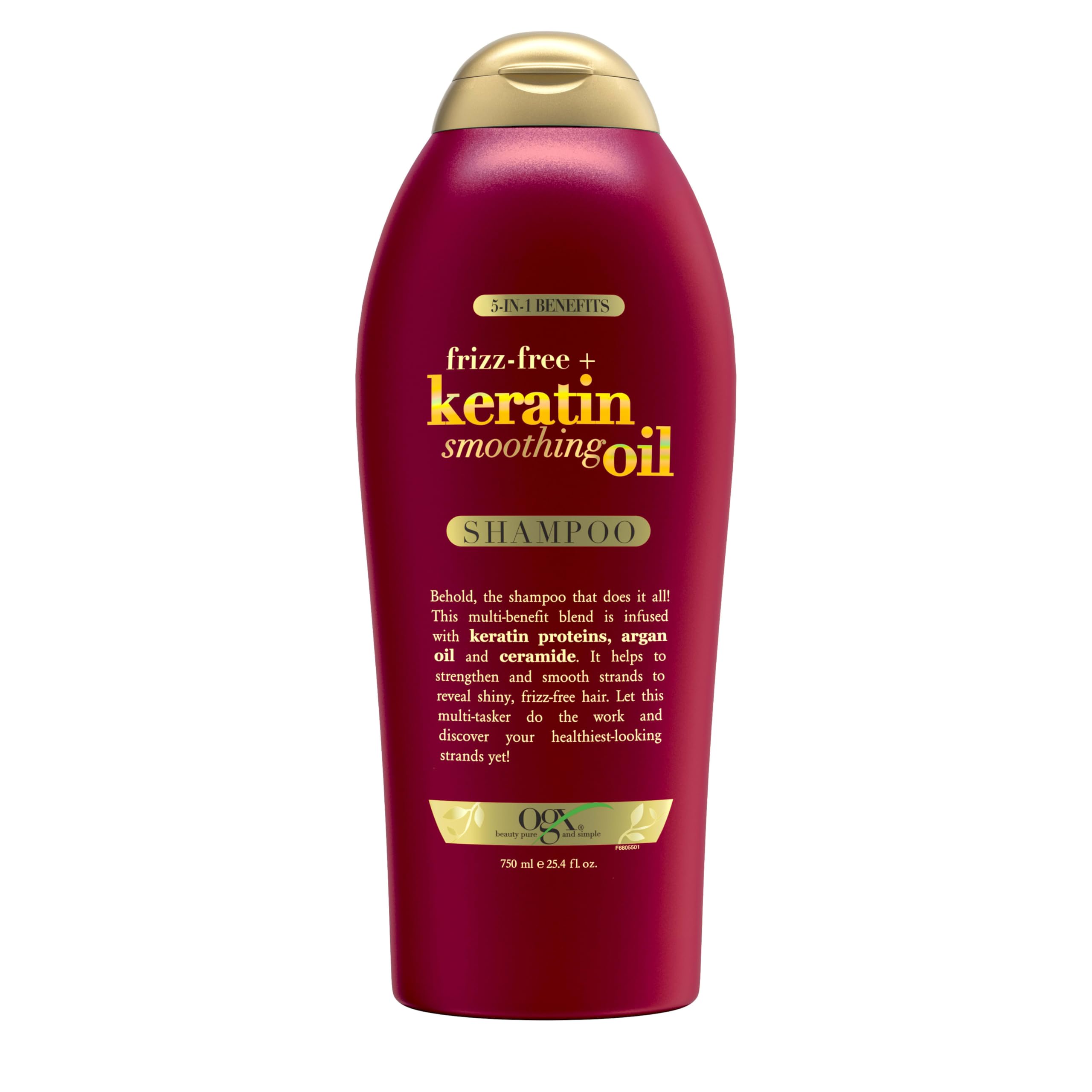 OGX Frizz-Free + Keratin Smoothing Oil Shampoo, 25.4 fl oz