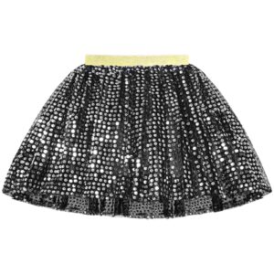 kereda toddler girls layered tutu skirt sparkling sequin tulle dance skirts 6-8 y black