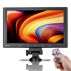 eyoyo 10 inch monitor, 1024x600 small hdmi monitor, hdmi vga av monitor with remote control & speaker, portable display for gaming raspi pc dvd car