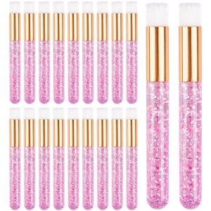 tuzazo 20 pieces pink lash shampoo brushes - glitter crystal eyelash extension cleanser brushes - nose pore deep cleaning brush for blackhead removing facial cleansing (pink)