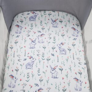 Bassinet Sheets for Baby Boy and Girl, Stretchy Breathable Fitted Sheet Universal for Bassinet Cradle Hourglass Oval Rectangle Pad/Mattress, 4 Pack Deer, Elephant, Rabbit and Squirrel Printing