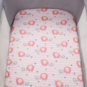 Bassinet Sheets for Baby Boy and Girl, Stretchy Breathable Fitted Sheet Universal for Bassinet Cradle Hourglass Oval Rectangle Pad/Mattress, 4 Pack Deer, Elephant, Rabbit and Squirrel Printing