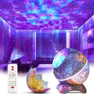 rechargeable star projector, galaxy projector for bedroom, starlight projector with remote control, music speaker & white noise, 14 colors led night lights gift for kids room, christmas, room decor