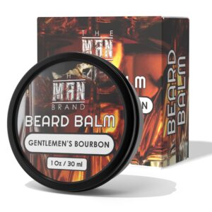 the man brand beard grooming product - natural beeswax based conditioning balm for styling and care - scented in gentlemen's bourbon (1 oz / 30 ml)