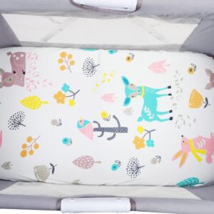 Bassinet Sheets for Baby Boy and Girl, Stretchy Breathable Fitted Sheet Universal for Bassinet Cradle Hourglass Oval Rectangle Pad/Mattress, 4 Pack Deer, Elephant, Rabbit and Squirrel Printing