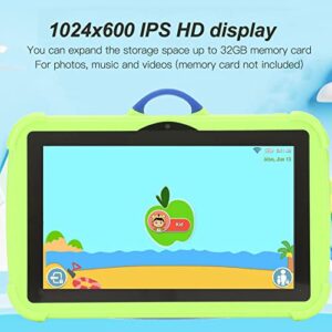 PUSOKEI 7 Inch Kids Tablet PC,1GB RAM 8GB ROM,for Android 6,IPS HD Eye Protection Screen,2MP Dual Camera Toddler Tablet with Stand Protective Case,BT4.0,Dual Band WiFi.(Green)