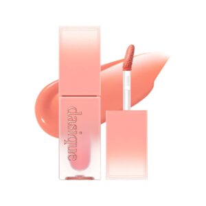 dasique juicy dewy tint (01 mood mango) 0.12 oz | light application with moisture | long-wearing glossy lip stain, non-sticky | vegan, cruelty-free | k-beauty