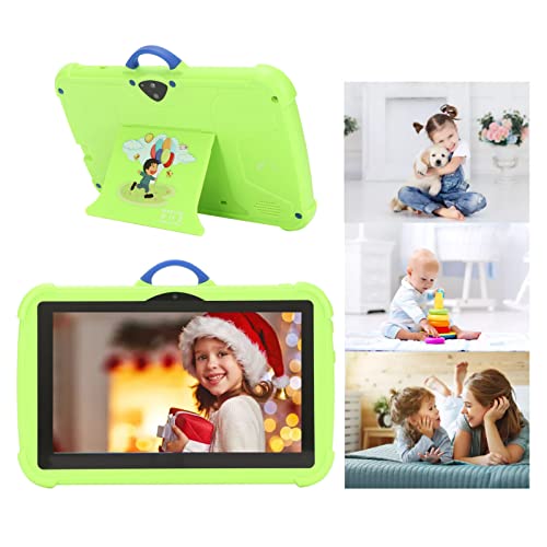 PUSOKEI 7 Inch Kids Tablet PC,1GB RAM 8GB ROM,for Android 6,IPS HD Eye Protection Screen,2MP Dual Camera Toddler Tablet with Stand Protective Case,BT4.0,Dual Band WiFi.(Green)