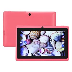 pusokei 7 inch kids tablet,for android 7.0,mtk6582 quad core cpu,ips hd display eye protection screen,8gb rom 1gb ram bluetooth dual band wifi learning tablet,us plug(pink)