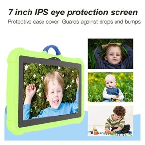 PUSOKEI 7 Inch Kids Tablet PC,1GB RAM 8GB ROM,for Android 6,IPS HD Eye Protection Screen,2MP Dual Camera Toddler Tablet with Stand Protective Case,BT4.0,Dual Band WiFi.(Green)