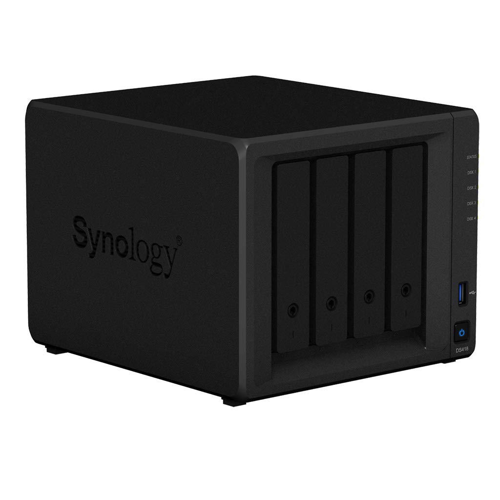 Synology DiskStation DS418 NAS Server with RTD1296 1.4GHz CPU, 2GB Memory, 64TB HDD Storage, 2 x 1GbE LAN Ports, DSM Operating System