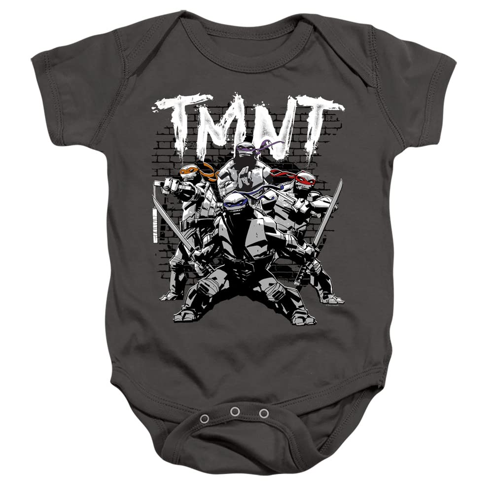 Popfunk Classic TMNT Teenage Mutant Ninja Turtles TMNT Team Unisex Infant Snap Suit for Baby, Charcoal, 6 Months