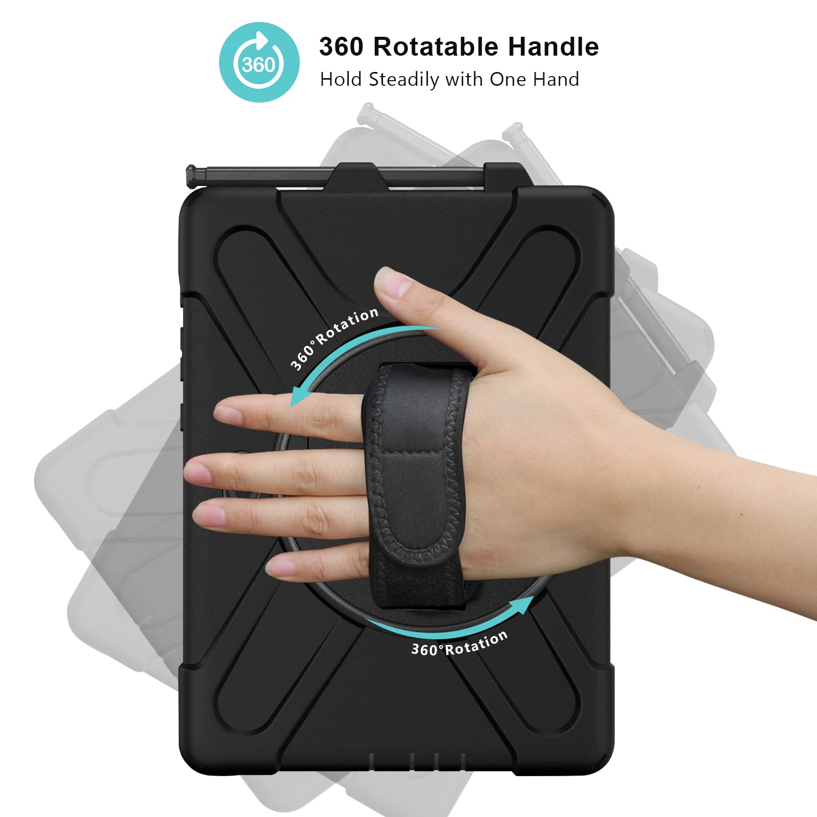 ProCase for Galaxy Tab Active4 Pro 2022/Tab Active Pro 2019 10.1 Inch Case (SM-T630/T638/T540/T547) with S Pen Holder, Rugged Heavy Duty Shockproof Rotating Kickstand Protective Cover