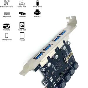 4 Ports PCIE USB 3.0 Card Super Speed 5Gbps PCI Express (PCIe) Expansion Card for Windows 11/10/8.1/8/7/Vista/XP/Server