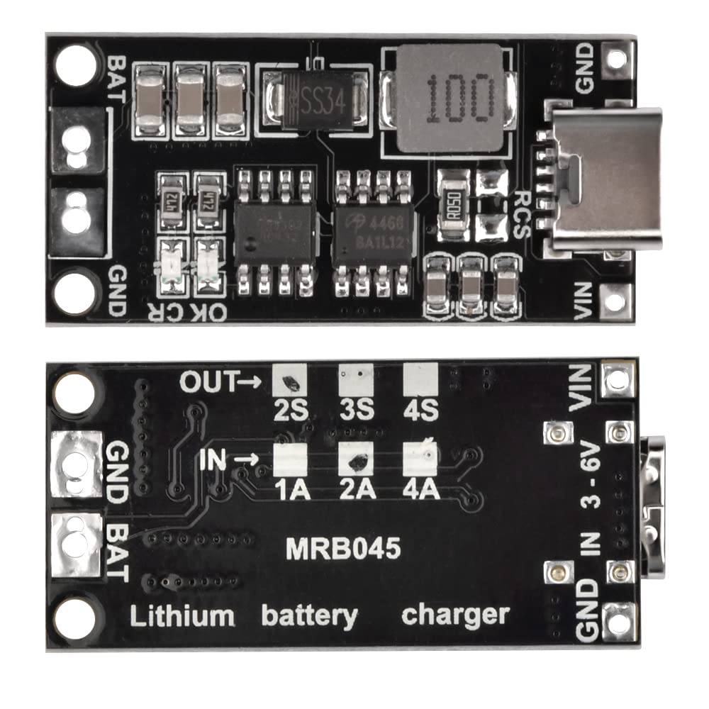 Adeept Type C BMS 2S 2A 18650 21700 3.7V Lithium Battery Charge Module Charging Board Step-Up Boost Li-Po Polymer USB C to 8.4V