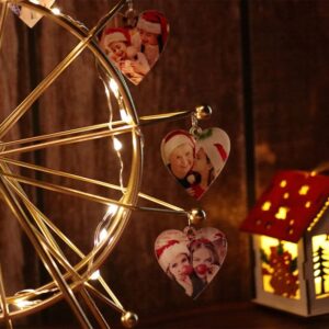 Spinning Ferris Wheel with Personalized 1-12 Heart Photo Custom Metal Desktop Picture Frame with LED Light for Home Décor Christmas Birthday Gifts (Gold)