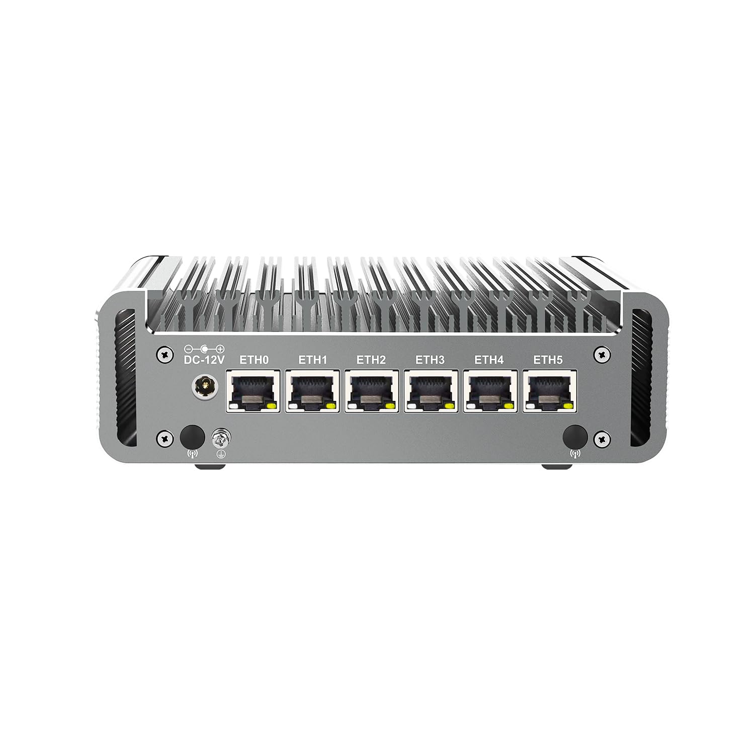 HUNSN Micro Firewall Appliance, Mini PC, VPN, Router PC, Intel J6413, RJ14, AES-NI, 6 x Intel 2.5GbE I226-V LAN, Console, HDMI, GPIO, SIM Slot, Barebone, NO RAM, NO Storage, NO System