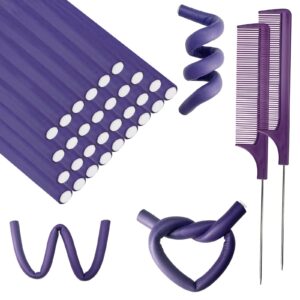 bieaeia 60 pieces flexible curling rods, soft foam no heat hair rods rollers for long hair short hair women girls, 9.45 x 0.31 inches, purple