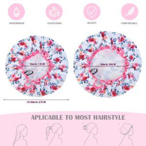 Shower Cap for Women, 3 Pcs Adjustable Shower Cap for Women Girls, Unicorn Wide Elastic Band, Plastic Reusable Waterproof, Large Shower Cap for Long Hair Reusable Waterproof Shower Caps for Ladies