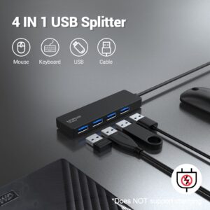 HOPDAY 4-Port USB Hub, USB 3.0 Hub, Ultra-Slim USB Splitter for MacBook Pro/Air, Multiport Adapter 5Gbps Data Hub for iMac Pro,Xbox,Ps4,Dell, HP, Surface Pro,Notebook PC,Tesla Model 3,Mobile HDD