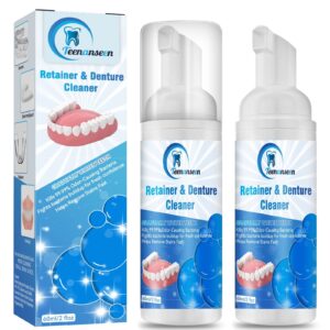 aligner cleaner, denture cleaner and whitener paste foam perfect for sports mouth guard and denture, fast-acting alternative to retainer cleaner tablets, whitens teeth and fights bad breath 2 pack