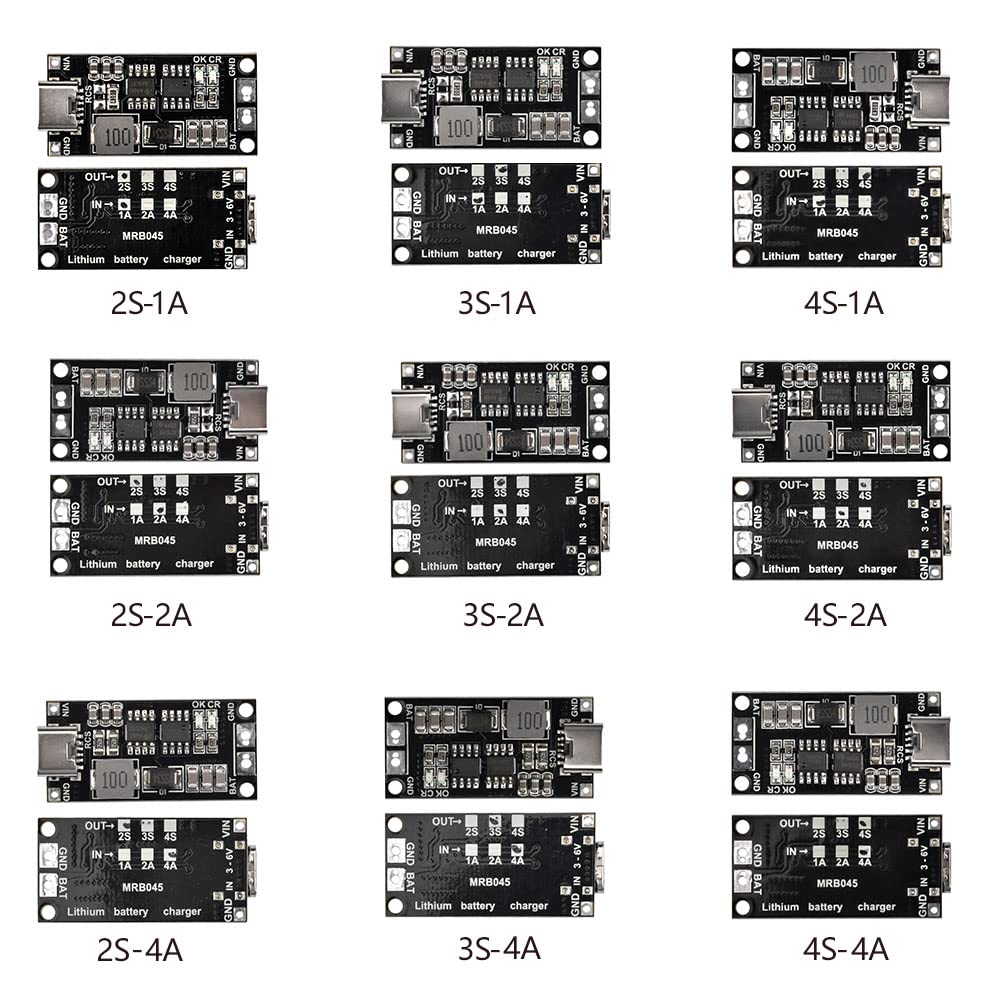 Adeept Type C BMS 2S 2A 18650 21700 3.7V Lithium Battery Charge Module Charging Board Step-Up Boost Li-Po Polymer USB C to 8.4V