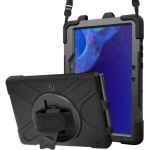 procase for galaxy tab active4 pro 2022/tab active pro 2019 10.1 inch case (sm-t630/t638/t540/t547) with s pen holder, rugged heavy duty shockproof rotating kickstand protective cover